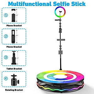 Ecoatm 360 Photo Booth Machine for Parties with Ring Light Free Custom Logo Stand on Remote Control Automatic Slow Motion 360 Spin Photo Camera Booth
