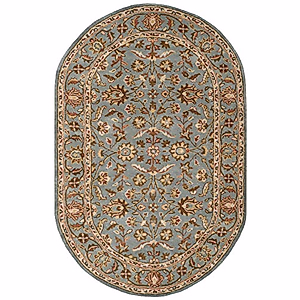 SAFAVIEH Heritage Collection 5' x 8' Oval Blue / Blue HG969A Handmade Traditional Oriental Premium Wool Area Rug