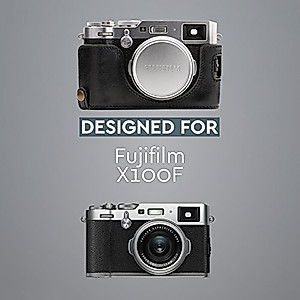 Megagear Fujifilm X100F Ever Ready Genuine Leather Camera Half Case And Strap, With Battery Access - Black - MG1281