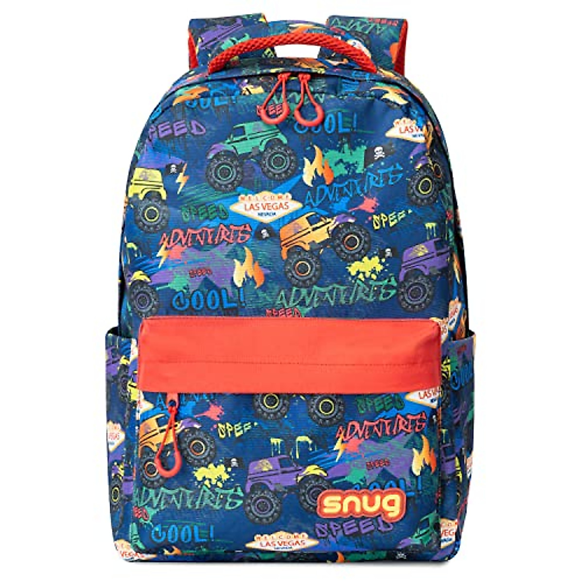 Snug Kids Backpack for School, Sports and Travel Perfect for Ages 4+ (Monster Trucks)
