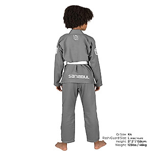 Sanabul Future Legends BJJ Gi for Kids Jiu Jitsu Gi Kimono for Children Youth Preshrunk Fabric & BJJ White Belt Included - Silver/White, K2