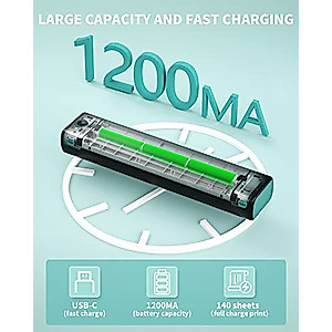 Portable Thermal Printer Wireless Travel - Bluetooth Printer for Phone, Small Mobile Printer for Laptop, Compact Inkless Printer for Vehicle Home Use School Office, Support 8.5" X 11" Letter Paper