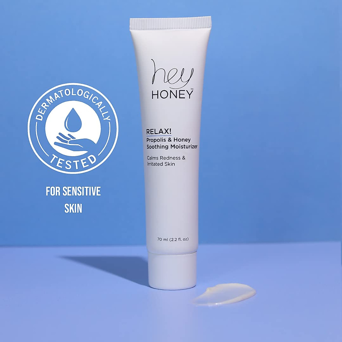 Hey Honey Skincare Relax, Fast Acting Rosacea Treatment & Redness Relief - Dermatologically Tested Calming Moisturizer For Sensitive Skin Oil- Free with Honey & Propolis Anti-Aging Benefits | 2.2 Oz