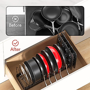 ORDORA Pots and Pans Organizer: Under Cabinet, 11.8''-22.8'' Extendable 12 Adjustable Dividers Pot/Pan Organizer Rack for Kitchen Cabinet Organizer