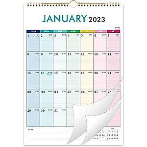 Wall Calendar 2023-2024 - Calendar 2023-2024, Jan. 2023 - Jun. 2024, 12" x 17", 2023 Wall Calendar with Thick Paper, Twin-Wire Binding + Hanging Hook + Large Blocks with Julian Dates - Colorful Lump