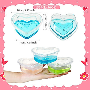 Yinkin 50 Pcs Heart Shaped Storage Containers 5 oz Heart Box Transparent Plastic Heart Containers with Lids Organizer Box for DIY Art Craft Making