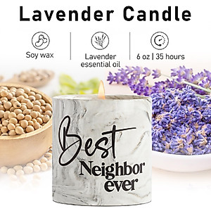 Best Neighbor Ever Gifts-6 oz Scented Candle Lavender Hello Neighbor Gifts for Neighbors New Neighbor Welcome Gift Funny Candles Goodbye Moving Housewarming Presents for New House for Neighbor