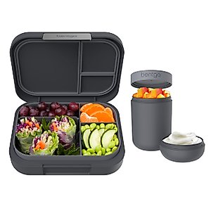 Bentgo® Modern Bento-Style Lunch Box Set With Reusable Snack Cup (Dark Gray)