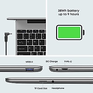 CHUWI Windows 11 Laptop with 8GB RAM 256GB SSD, 14 inch 2K IPS Display, Intel N5100 Quad core Processor, WiFi 6, Backlit Keyboard, USB-C, Ultra Thin and Light Notebook Computer (GemiBook Pro)