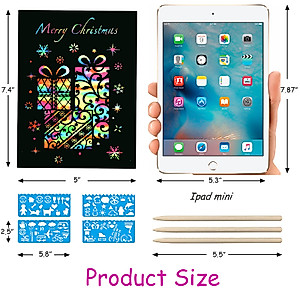 Scratch Paper Art Set, 50pcs Rainbow Scratch Paper Black Scratch Off Paper Art Supplies Magic Kit for Kids Crafts Activity