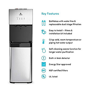 Avalon A5 Self Cleaning Bottleless Water Cooler Dispenser, UL/NSF/Energy star, Stainless Steel, full size