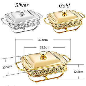 YRHH 1.8L Chafing Dish Buffet Set, Food Heating Container and Buffet Warmer Sets with Lid, Gold