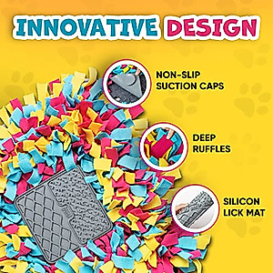 HOUNDGAMES Snuffle Mat for Small Dogs, Pet Foraging mat for Smell Training and Slow Eating, with Lick Pad, Slow Feeder, Sniffer, Foraging, Silicone, Pets, Puzzle