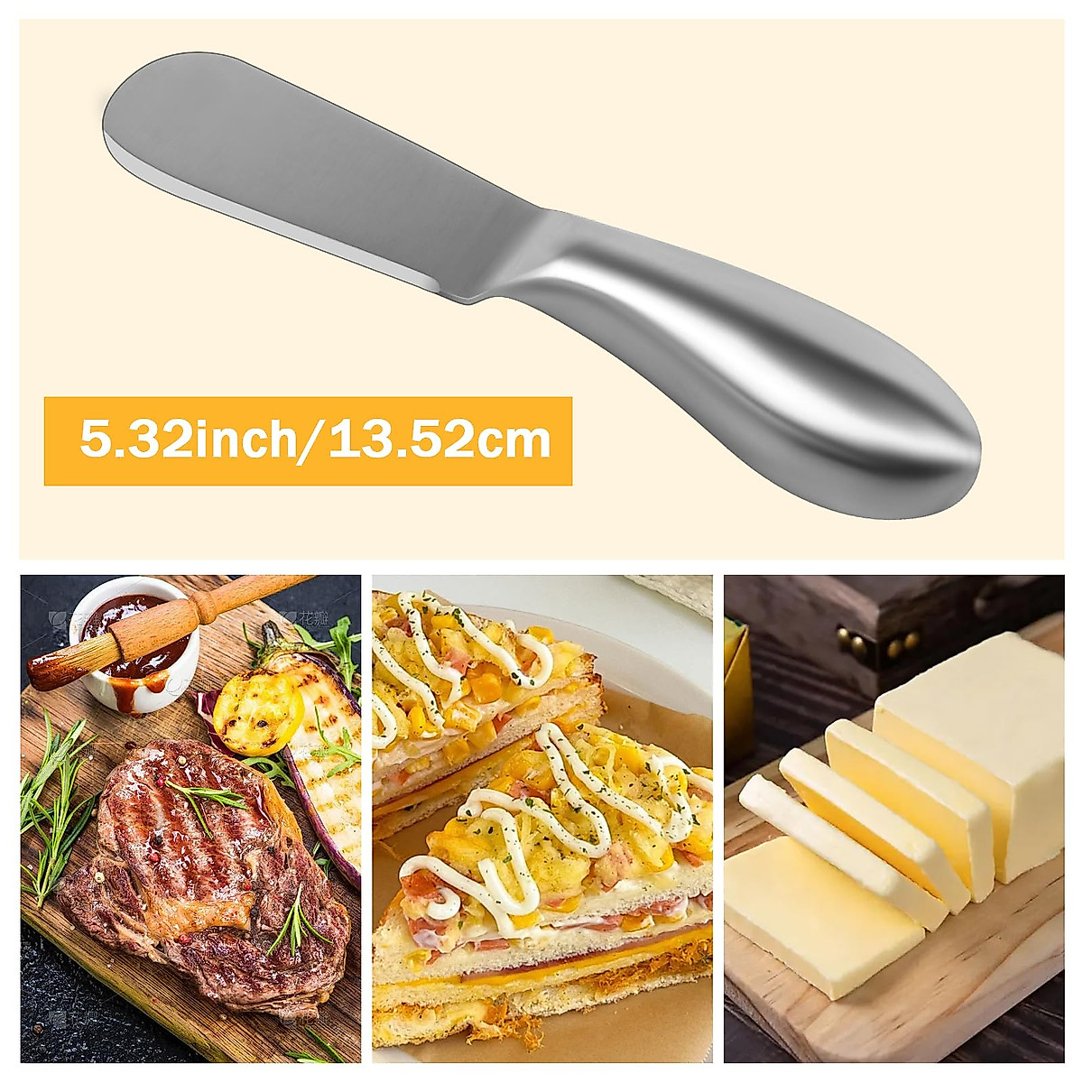 1 Pcs Stainless Steel Cheese Knife Butter Spreader Knife Condiment Knife Multipurpos Kitchen Knife Gadgets for Pastry, Cold Butter, Jam Pastry making (Silver)