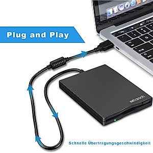 aelrsoch Floppy Disk Reader External Drive USB 3.5-inch USB External Floppy Drive 1.44 MB FDD Portable Floppy Disk Suitable for PC Windows 2000/7/8, Plug and Play
