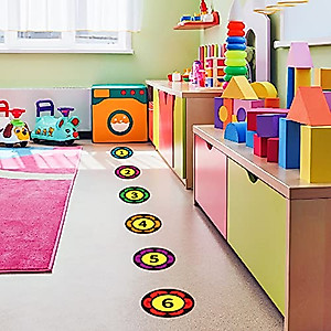 Numbered Spot Markers and Labels Numbers Line Up Floor Decals Classroom Line-Up Helpers for Preschool Kindergarten Elementary Teachers Classroom School Decoration (Sunflower Style)