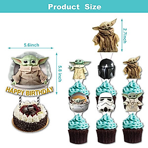 Star Wars Cake Toppers,Baby Child Cake Toppers,25pcs Cupcake Toppers,Baby Child Birthday Party Supplies Cake Decorations For Baby Shower Party Supplies,Space Theme Party Decoration,Mandalorian Theme