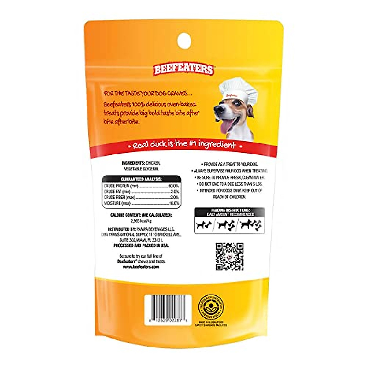 Beefeaters Duck Jerky Strips Dog Treat, 1.58oz, Case of 12, Brown