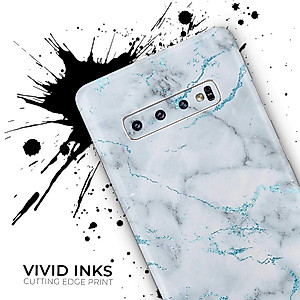 DesignSkinz Marble & Digital Blue Frosted Foil V4 Protective Vinyl Decal Wrap Skin Cover Compatible with The Samsung Galaxy S20 (Screen Trim & Back Glass Skin)