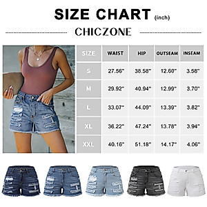 CHICZONE Jean Shorts Womens High Waisted Plus Size Frayed Destroy Stretch Ripped Denim Shorts White XXL