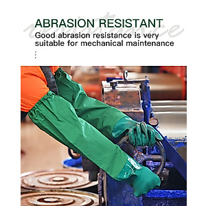 PACIFIC PPE 26" Rubber Gloves, Chemical Resistant Gloves PVC Reusable, Heavy Duty Waterproof Gloves with Cotton Liner, Anti-skid, Acid-alkali and Oil, X Large