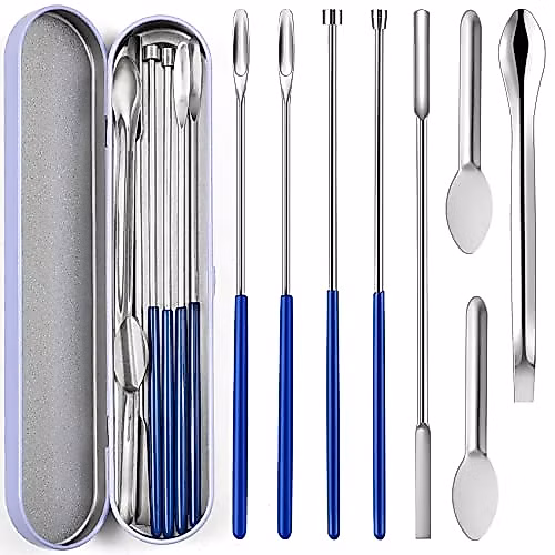 8 Piece Capsule Filling Machine Kits for Empty Pill Capsules Filler, Home & Lab Supplies - Micro Tiny Spoon Spatula, Lab Scoop Filling Tray, Herb Powder Tamper Tool, Gel Capsules Size #000 00 0 1 2 3