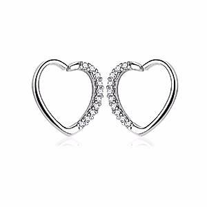 XIALV 2Pieces 316L Medical Steel Open CZ Nose Rings Heart 16G Ear Cartilage/Daith Hoop Ring，Hypoallergenic Perforated jewelry Set (Style five)