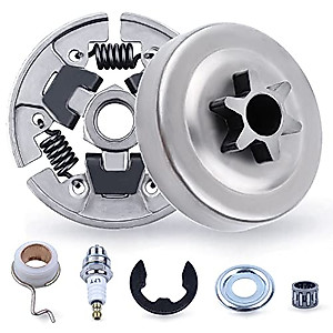 Chainsaw 7pcs Kit Sprocket Clutch Drum 3/8" for Stihl 017 018 021 023 MS170 MS180 MS210 MS230 MS250 Replacement Parts with Needle Bearing Washer E-Clip Worm Gear for 1123 640 2003, 1123 640 2073