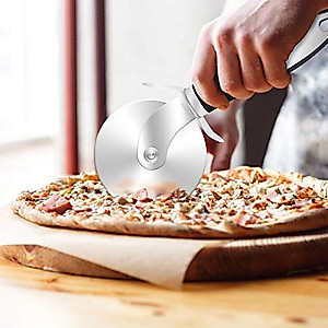 KUFUNG Pizza Cutter Wheel, Super Sharp Pizza Slicer with Non Slip Handle for Pizza, Pies, Waffles and Dough Cookies, Easy to Use and Clean (Silver, 8.3 inch)