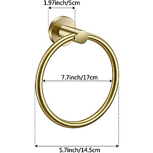 Pynsseu Brushed Gold Towel Ring for Bathroom 1 Pack, Kitchen Bath Towel Holder Hangers Wall Mount Heavy Duty Storage Stainless Steel. 2 Pack