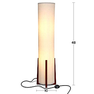 Brightech Parker LED Floor lamp, 48 Inches Tall Lamp with Wood Frame, Asian Design Lamp for Bedroom, Decorative Tower Shade Lamp for Living Rooms & Offices, Great Living Room Décor