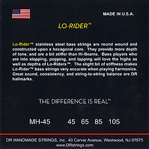 DR Strings Lo-Rider - Stainless Steel Hex Core Bass 45-105