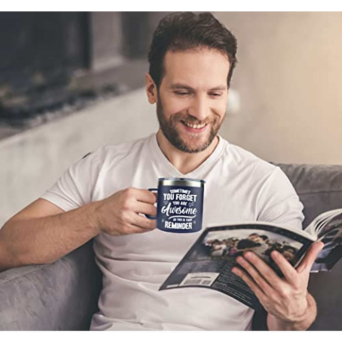 Birthday Gifts For Men, Dad - Gifts For Men, Dad - 14 Oz Mug Stainless Steel Mens Gifts, Gifts For Men Unique - Inspirational, Congratulations Funny, Gifts For Men, Dad, Husband, Coworker, Employee