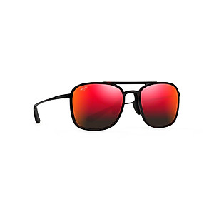 Maui Jim Men's and Women's Keokea Polarized Aviator Sunglasses, Red/Black Tortoise/Hawaii Lava ™, Medium