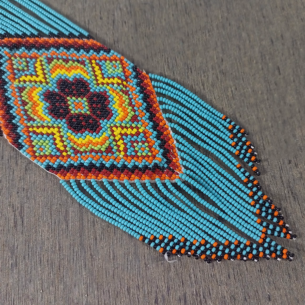 Weavish Native American Style beaded necklace for women Boho Statement Designer Jewelry Handmade Seed bead Long with earrings and Bracele (Turquoise)