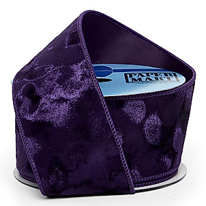 2 1/2" X 10 Yards Brushed Velvet Wired Ribbon,Purple, Roll 1