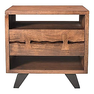 Moe's Home Collection Madagascar Acacia Wood Nightstand, Natural, 21.5"" h x 21.5"" w x 16"" d