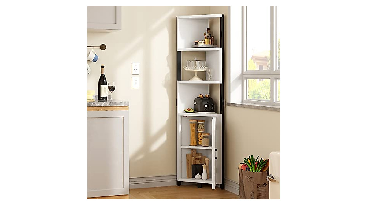 YITAHOME 5-Tier Corner Bookshelf for Stylish Storage