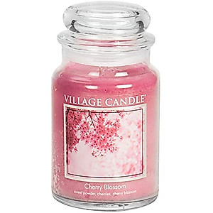 Village Candle Cherry Blossom 26 oz Glass Jar Scented Candle, Large