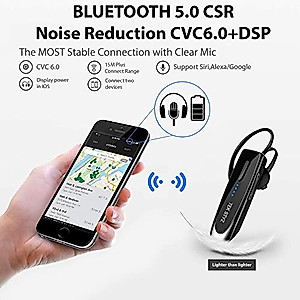 Tek Styz Headset Compatible with Samsung Galaxy S8 Active in Ear Bluetooth 5.0 Wireless Earpiece, IPX3 Waterproof, 24h Dual Microphones, Noise Reduction (Black/Silver)
