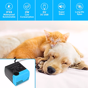 SanKlev SP-400LV Cat Water Fountain Pump,USB Replacement Pump for Pet Drinking Fountains Compatible with Ceramic, Butterfly,Seaside and Multi-Tier Pet Fountains(No AC Adapter)