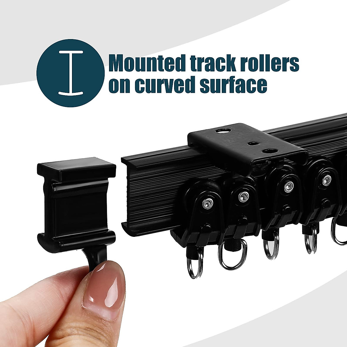 Curved Ceiling Curtain Track Bendable Mount for Curtain Rail Bunk Bed Bay Window Room Divider Flexible Straight (9.8 Feet/ 3 Meters, Black)