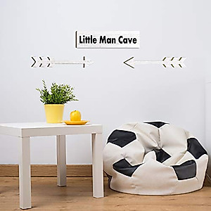3 Pieces Little Man Cave Wood Sign Decor Toddler Boys Room Wood Wall Art Sign 15 x 4 x 0.2 Rustic Boys Nursery Wall Sign Decor Farmhouse Wooden Arrow Sign for Baby Home Bedroom Living Room (White)