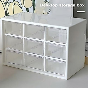 Clear Desktop Organizer Drawer Storage Box Visible with 6 Compartments for Cosmetics Stationary Hair Accessories Jewelry Heavy White A