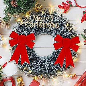 KIMOBER 12PCS Red Christmas Bows,Small PVC Velvet Christmas Wreath Bows for Xmas Tree Garland Party Decoration(6.3 x 5.5 Inches)