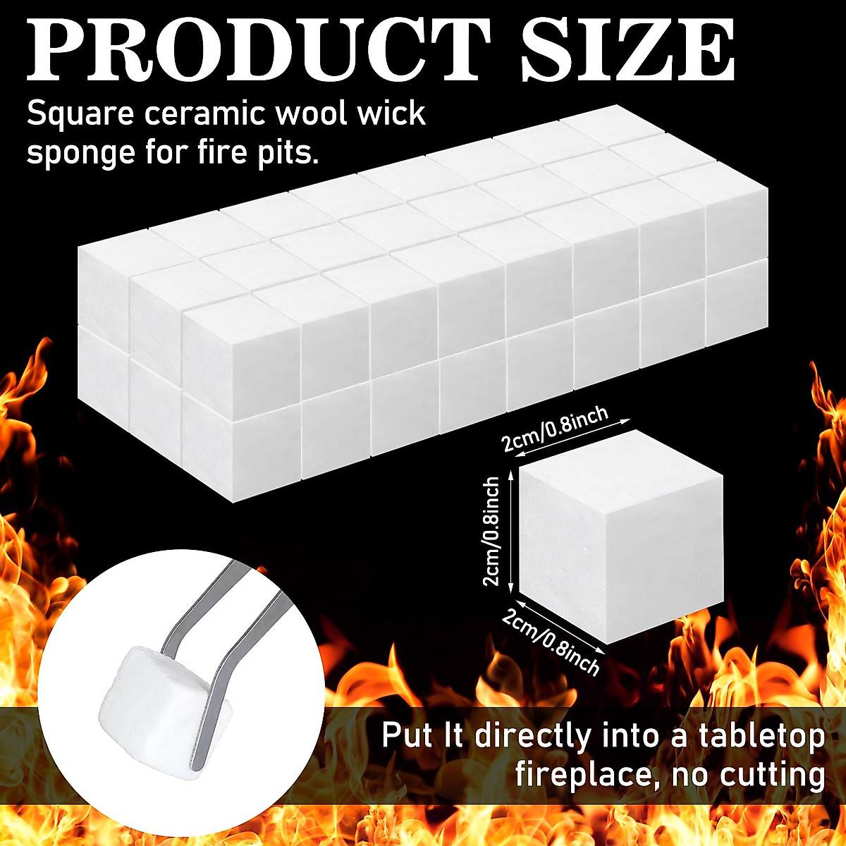 Pangda 48 Pcs 0.79 x 0.79 in Tabletop Fire Pit Ceramic Wool Wick Bioethanol Fuel Table Top Bowl to Extend Burning Time Firepit Sponge Ceramic Fiber Insulation Cotton Core for Rubbing Alcohol