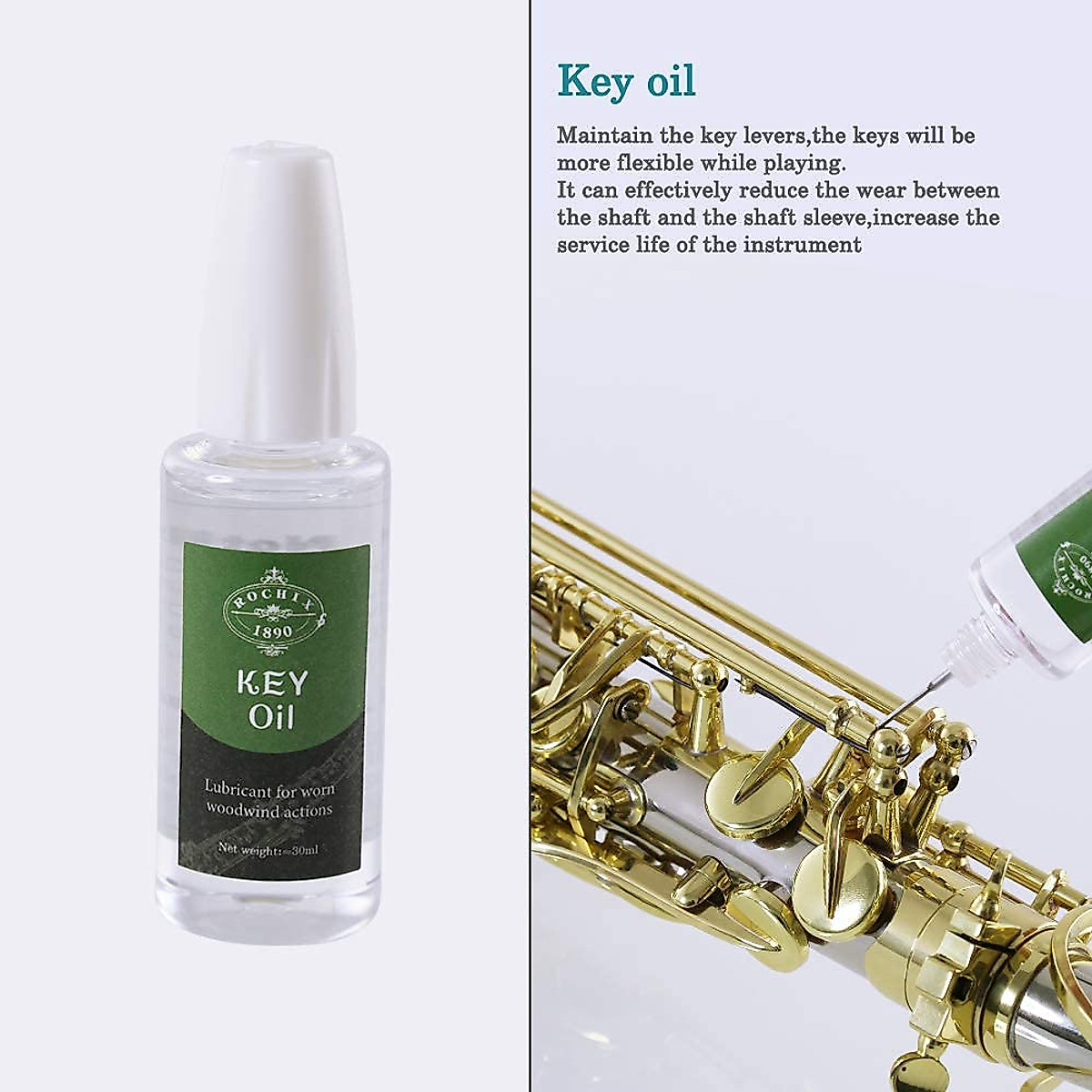 Saxophone Sax Cleaning and Maintenance Cleaner Care Kit with Key Oil, Cork Grease, Swab, Cleaning Cloth, Thumb Rest, Mouthpiece Brush, and More in Khaki