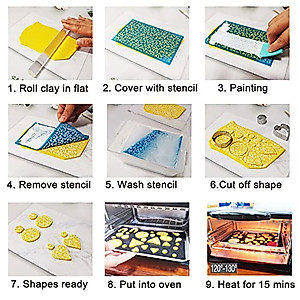 Alinacutle Polymer Clay Silk Screen Stencils for Earrings Printing DIY Jewelry, 3- Silkscreen Stencils & 1- Squeegee