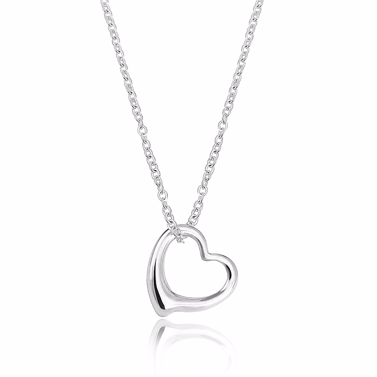 Altitude Boutique 18kt Open Heart Necklace For Women | Silver Plated Necklace | Lightweight, Hypoallergenic, Waterproof Chain (Silver)
