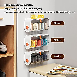 ACGrade Underwear Organizer, Wall-Mounted Sock Organizer, Transparent Plastic Bra Organizer, Underwear Organiser for Wardrobe, Adjustable Compartment Underwear Storage Box, 12.99'' x 6.1'' x 4.72''